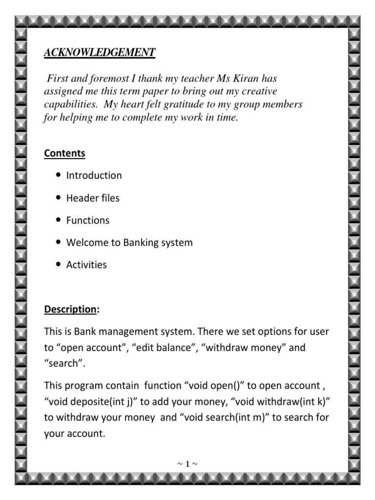 C++ Banking System Project Code | PDF | Integer (Computer Science ...