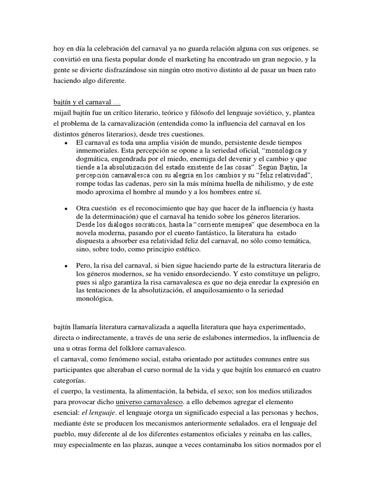 Bajtin y El Carnaval | PDF | Carnaval | La risa