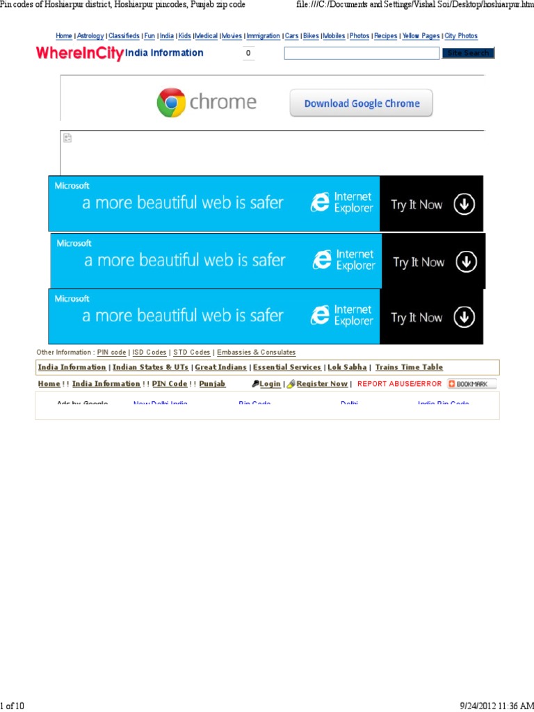 Hoshiarpur District PIN Codes List | PDF