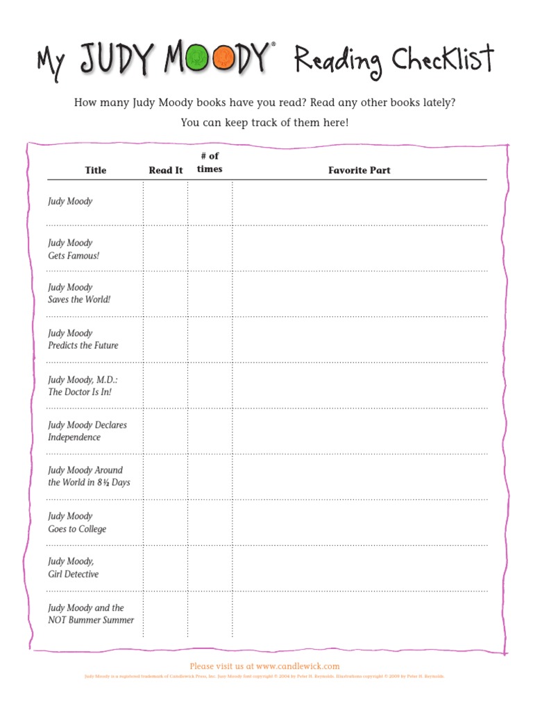 Judy Moody Coloring Sheets