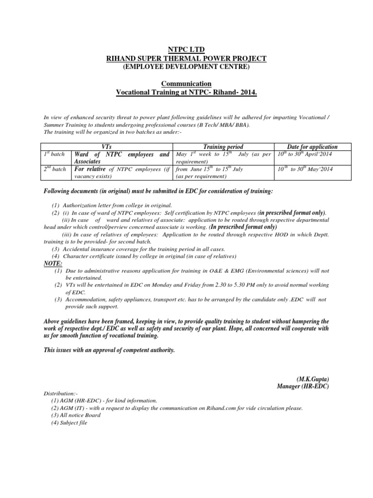NTPC LTD Rihand Super Thermal Power Project: (Employee Development ...
