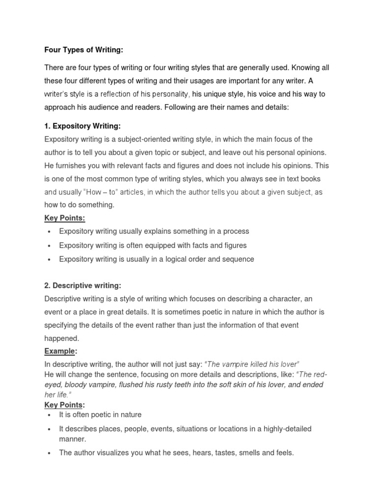 Four Types of Writing | PDF
