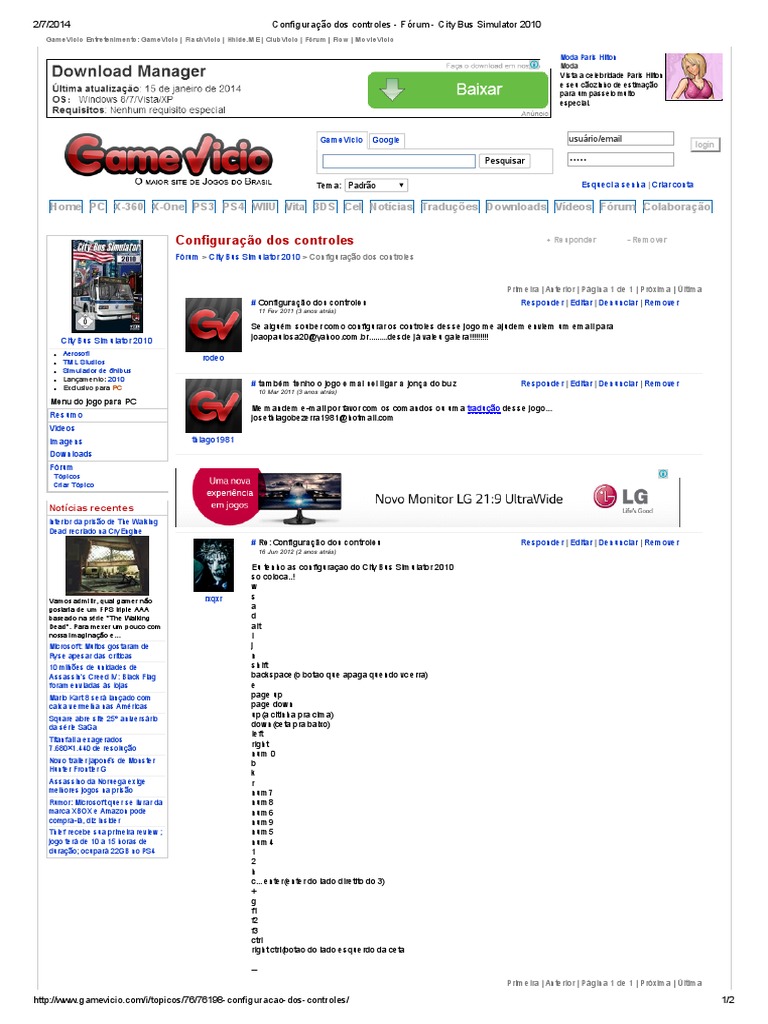 Configuração Dos Controles - Fórum - City Bus Simulator 2010 | PDF ...