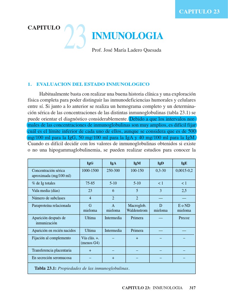 Inmunología Pruebas de Lab Capitulo - 23 | Inmunología | Sistema inmune