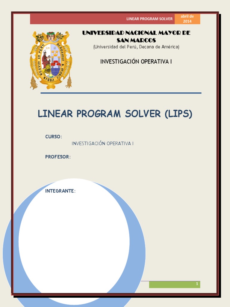 Linear Program Solver Lips Pdf Optimización Matemática Tabla