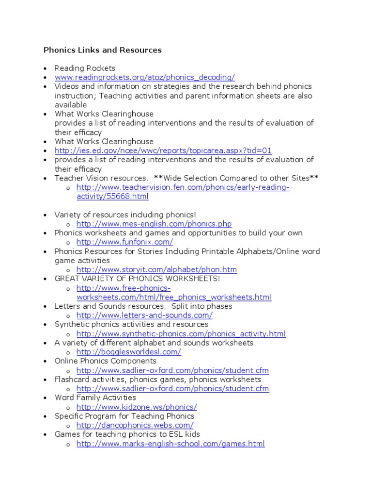 Essential Phonics Resources and Guides | PDF | Phonics | Reading (Process)