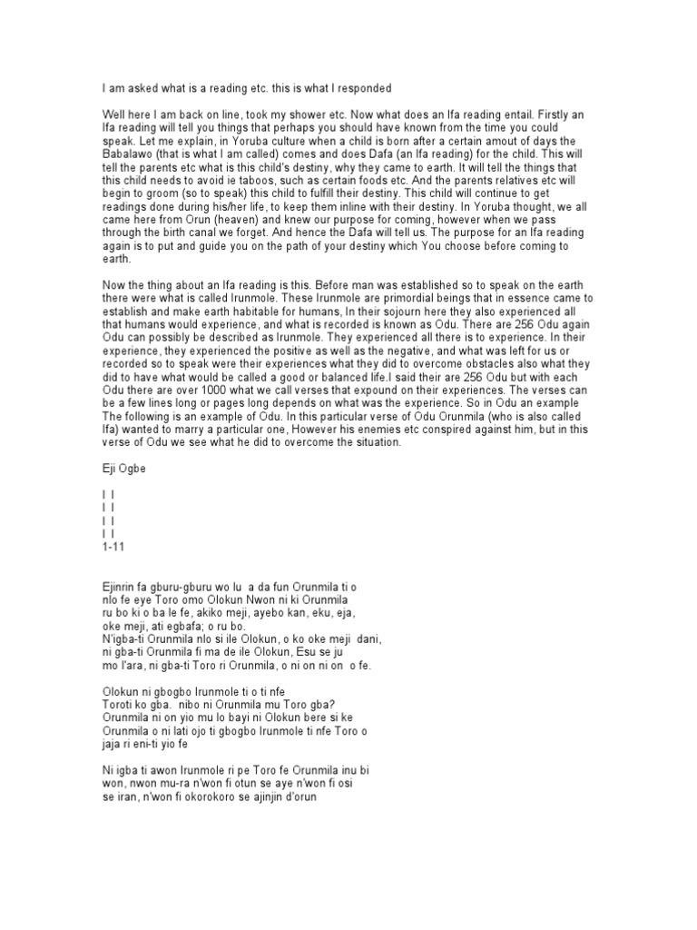 What Is Dafa (An Ifa Reading) | PDF | Ethnic Religion | Cultural ...