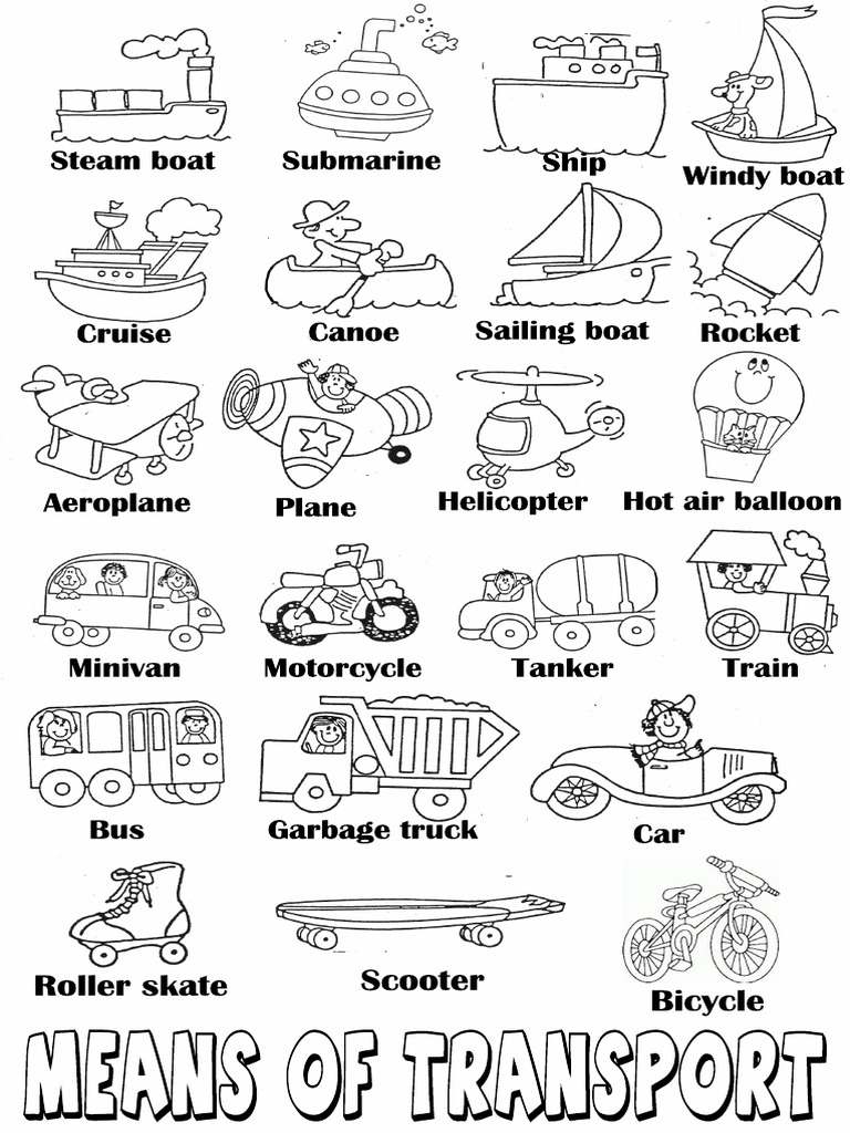 Means of Transport Coloring Page | PDF | Foreign Language Studies