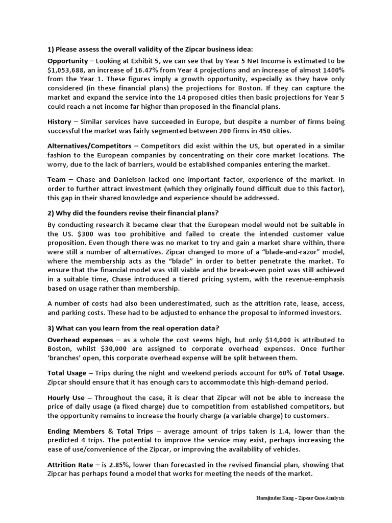 Zipcar Case Analysis Report | PDF | Competition | Market (Economics)
