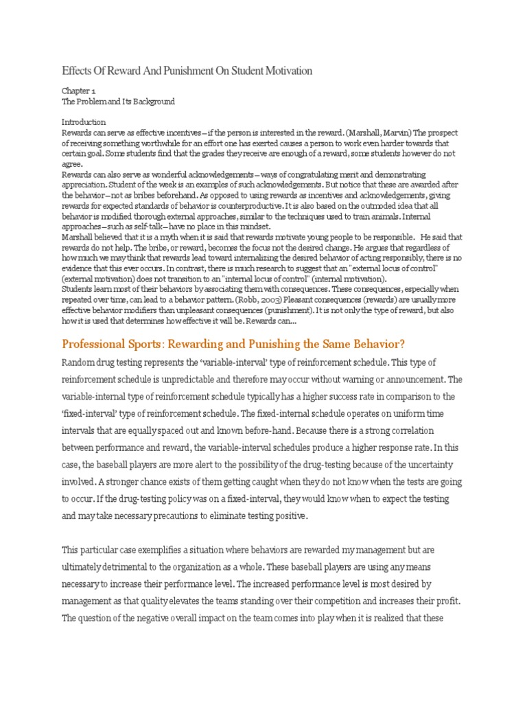 Effects of Reward and Punishment on Student Motivation: Exploring ...