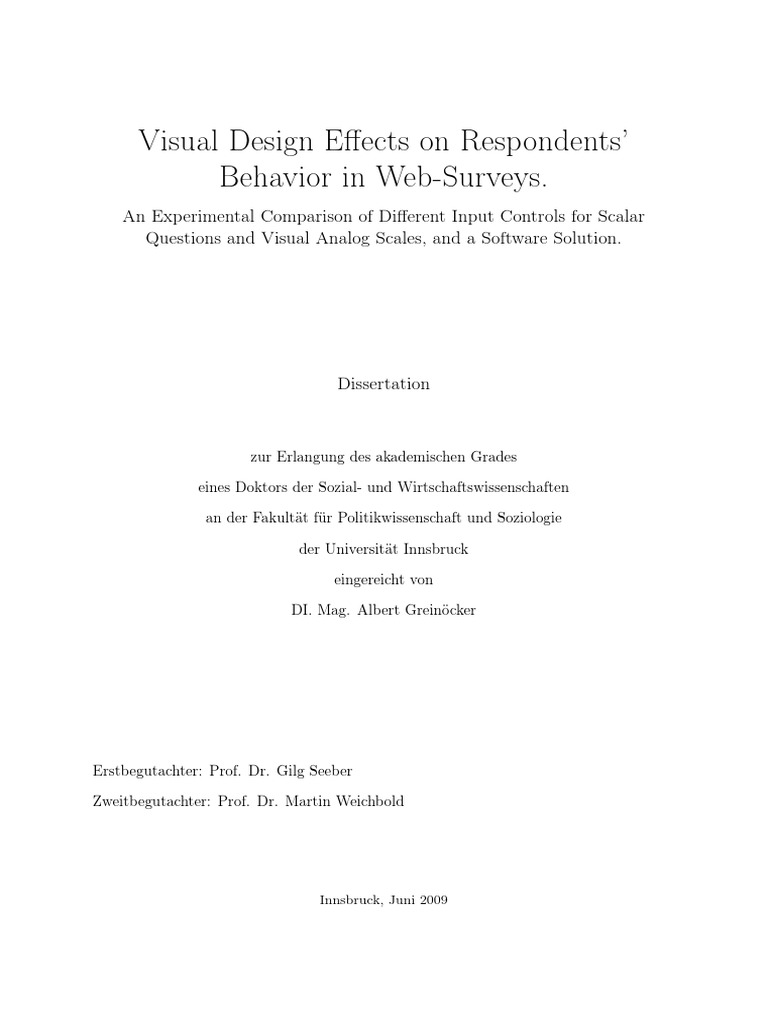Visual Design Effects On Respondents Behavior in Web Surveys | PDF ...