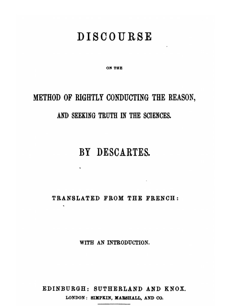 Discourse On The Method by Rene Descartes | PDF