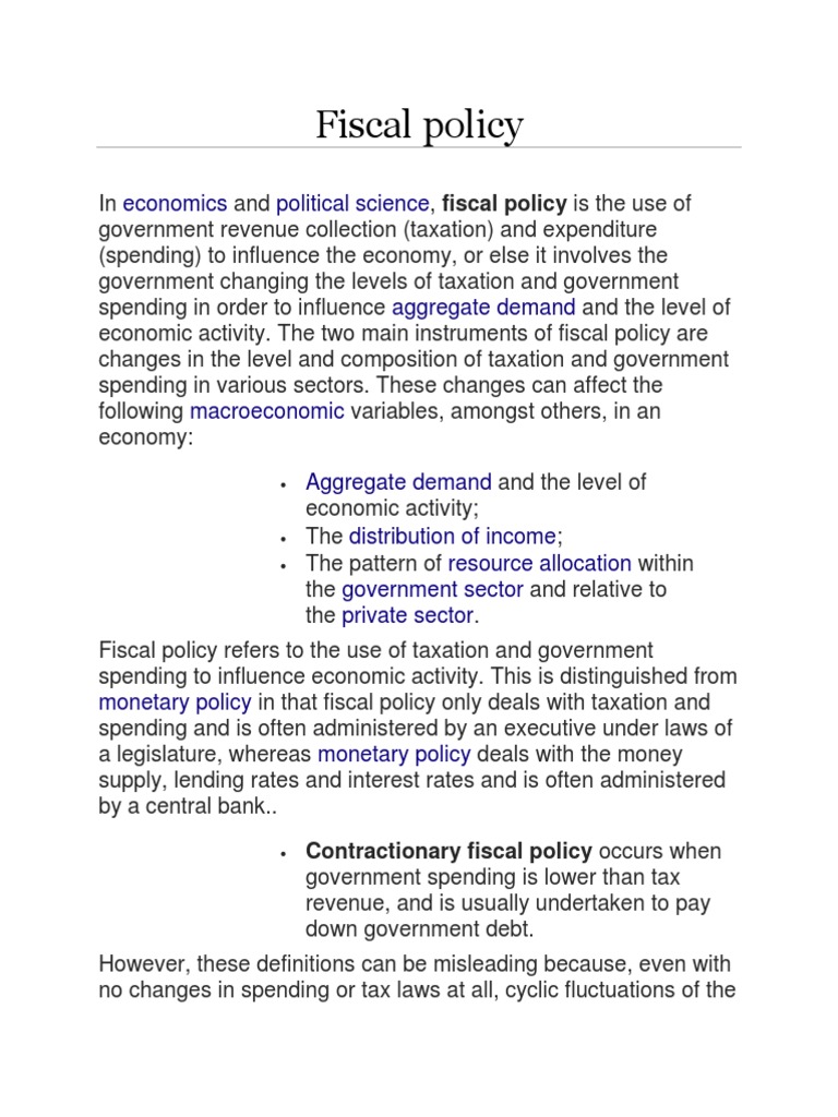 Fiscal Policy: Economics Political Science | PDF | Finance & Money ...