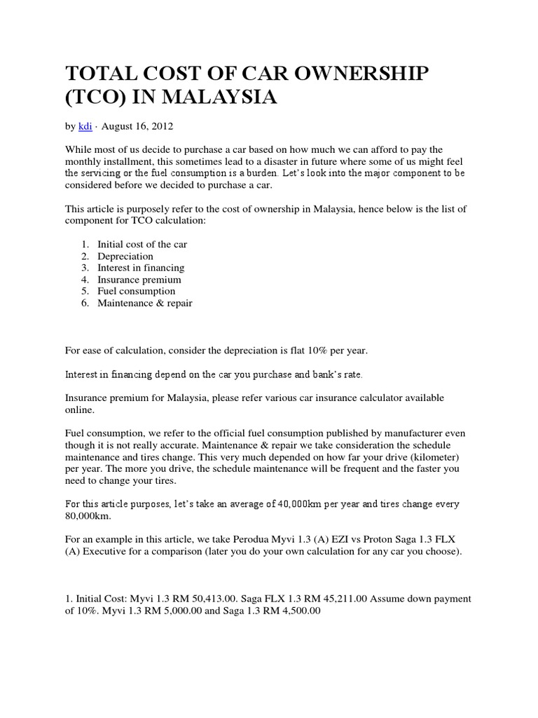 Total Cost of Car Ownership | PDF | Interest | Business Economics