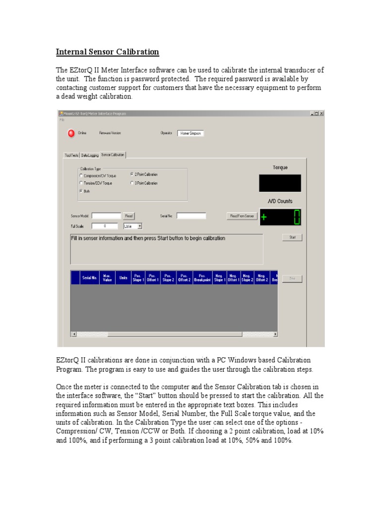 Step-by-Step Instructions for Internally Calibrating the EZtorQ II Meter Interface Using the ...