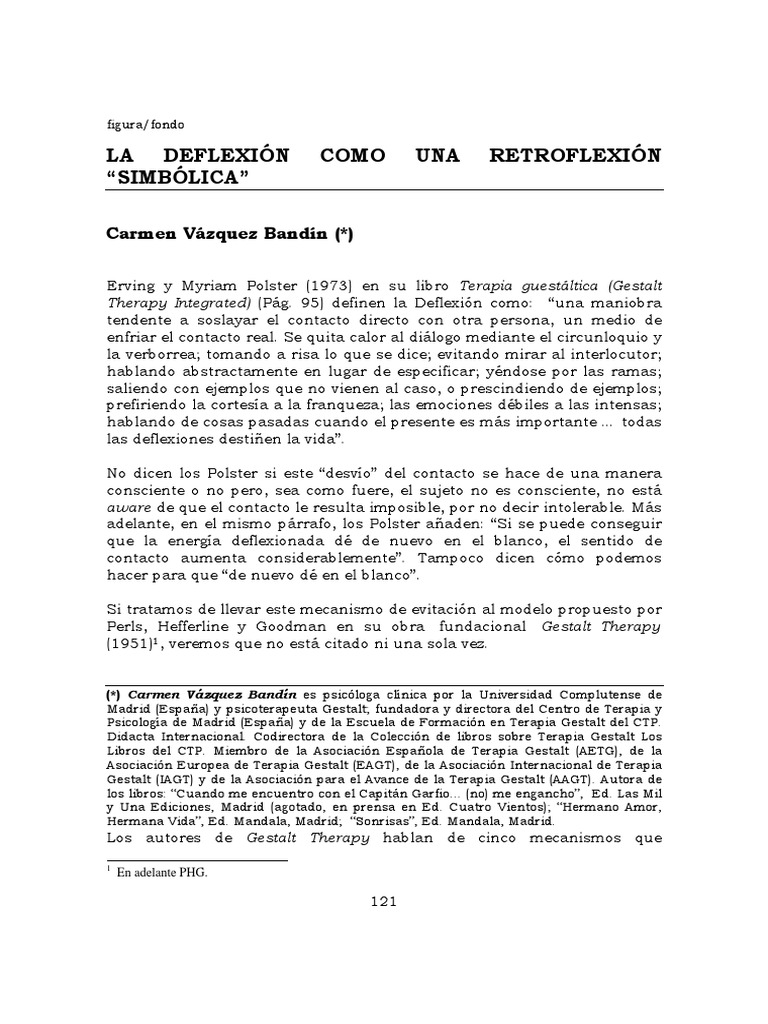 La Deflexion Como Una Retroflexion Simbolica | PDF | Terapia Gestalt ...