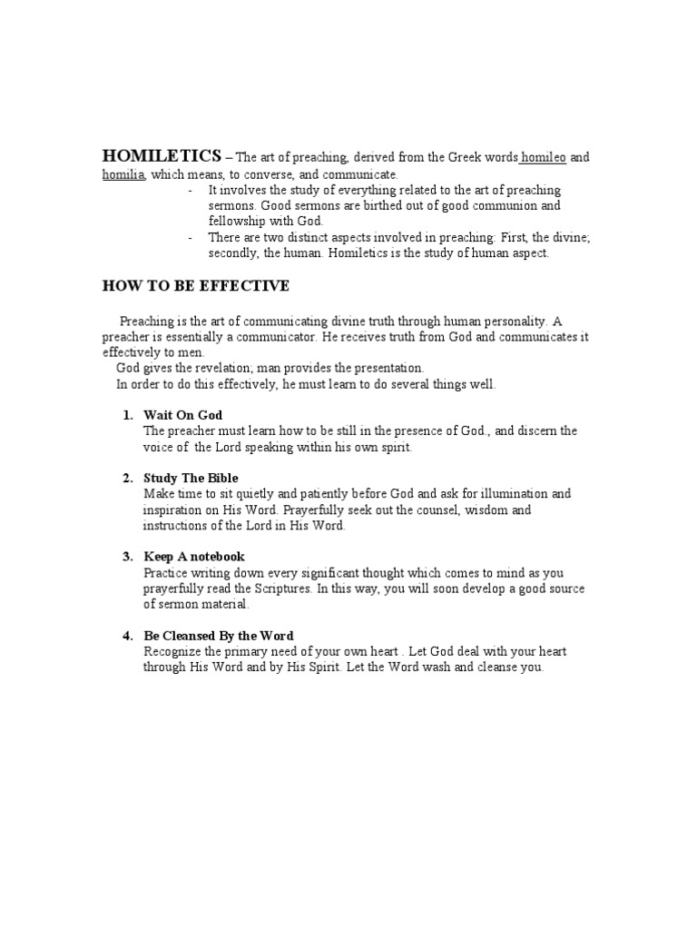 HOMILETICS | PDF | Homiletics | Sermon