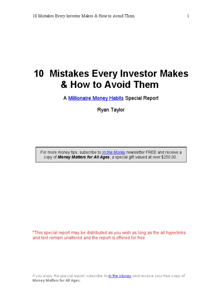 10 Mistakes Every Investor Makes and How To Avoid Them | PDF | Investor ...