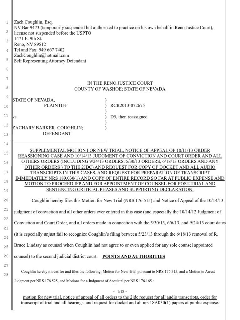 10 21 13 72675 Supplemental Post-Trial Motions and Supporting ...