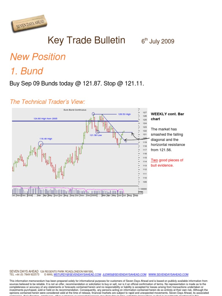 Key Trade Bulletin Buy Bunds 6th July 2009 | PDF | European Central ...