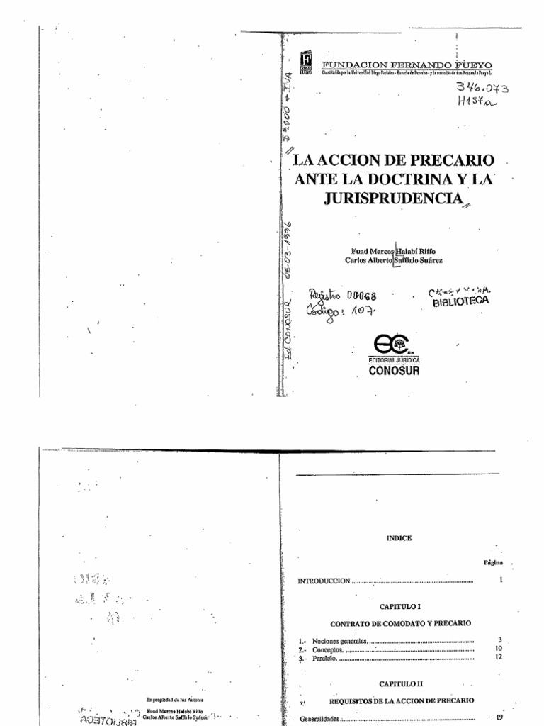 Accion de Precario y Comodato Precario - Fundación Fernando Fueyo | PDF