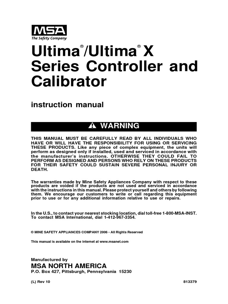 Ultima /ultima X Series Controller and Calibrator: Instruction Manual ...