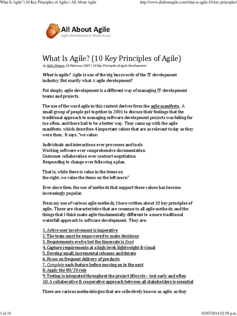 What Is Agile - (10 Key Principles of Agile) - All About Agile | PDF ...