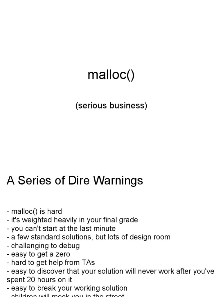 Malloc : (Serious Business) | PDF | Software Bug | Software Engineering