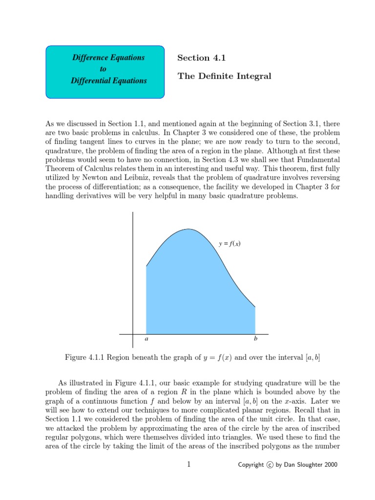The Definite Integral | PDF | Area | Integral