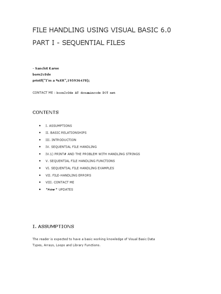 Sequential File Handling in VB 6.0 | PDF | String (Computer Science ...