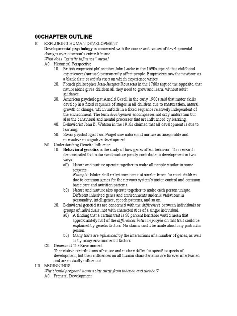 Chapter 9 Outline Human Development | PDF