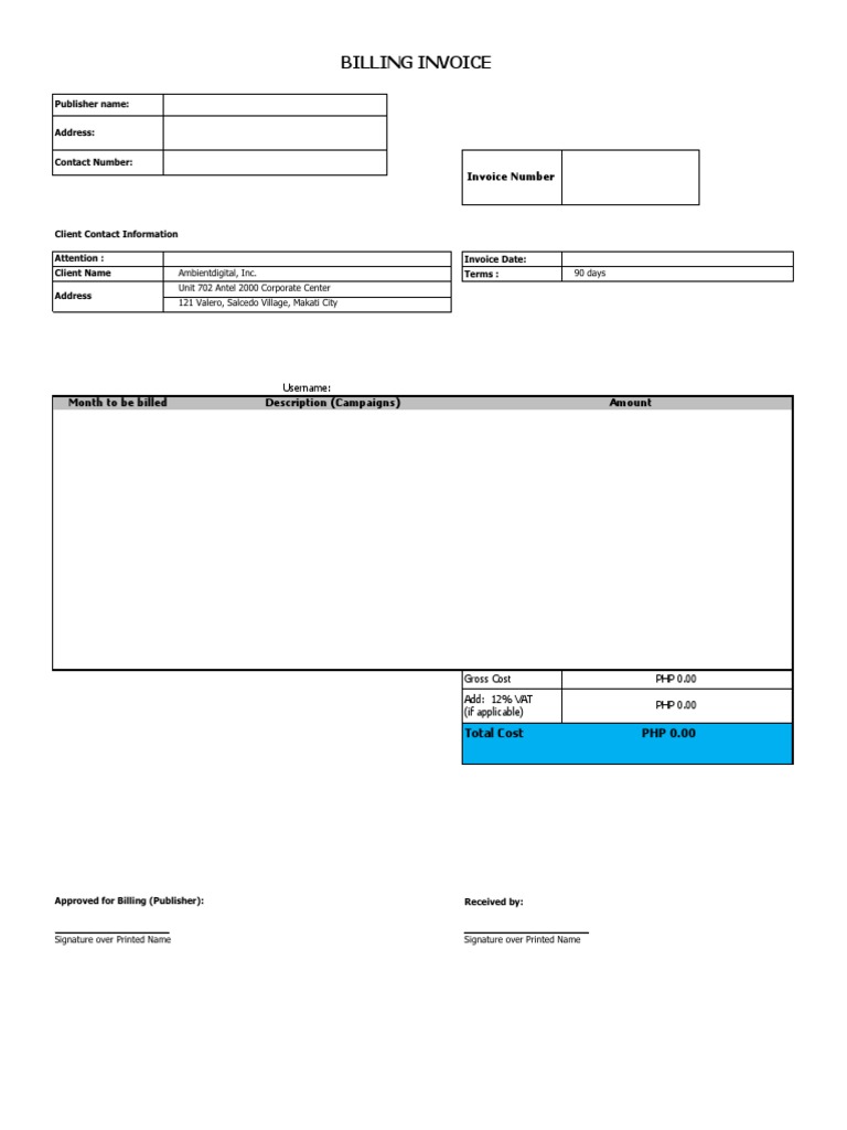 Publisher Invoice Template | PDF | Finance & Money Management
