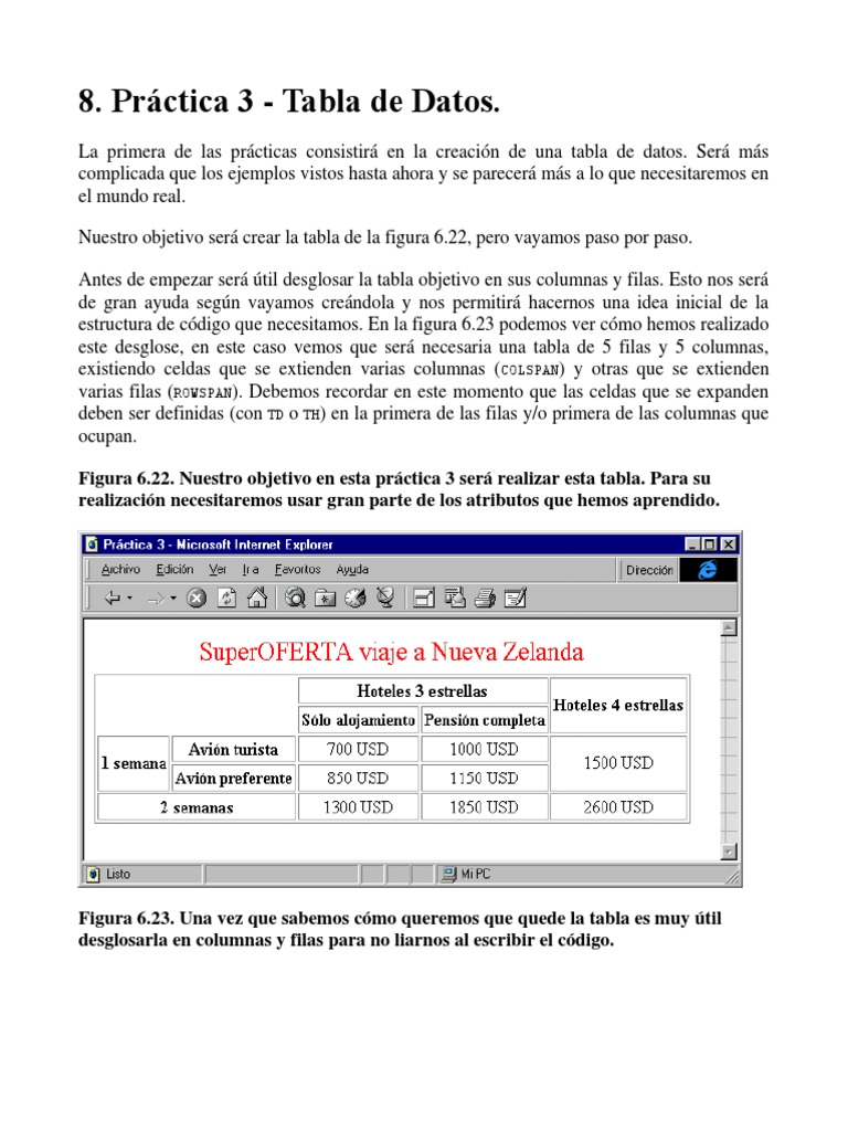 Practica HTML 8 | Descargar gratis PDF | HTML | Tabla (base de datos)