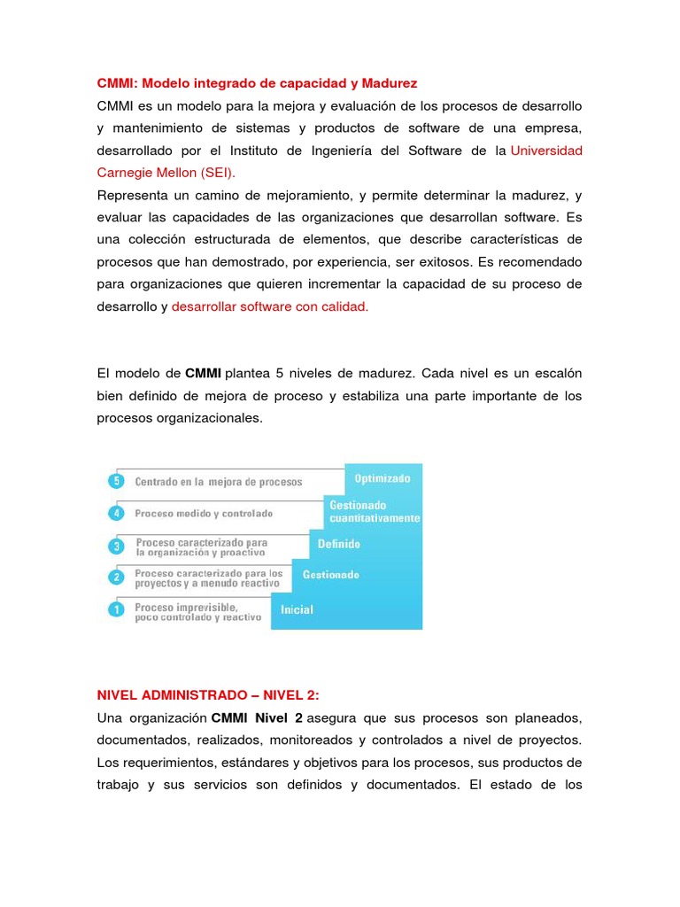 Niveles de Madurez en CMMI | PDF | Calidad (comercial) | Software