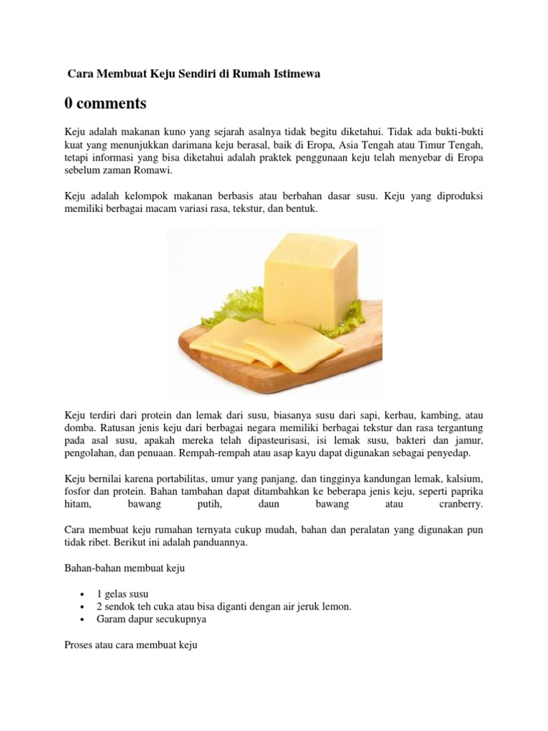 Cara Membuat Keju Sendiri Di Rumah Istimewa | PDF
