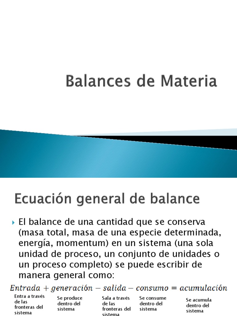 Balances de Materia | PDF | Ecuaciones | Agua