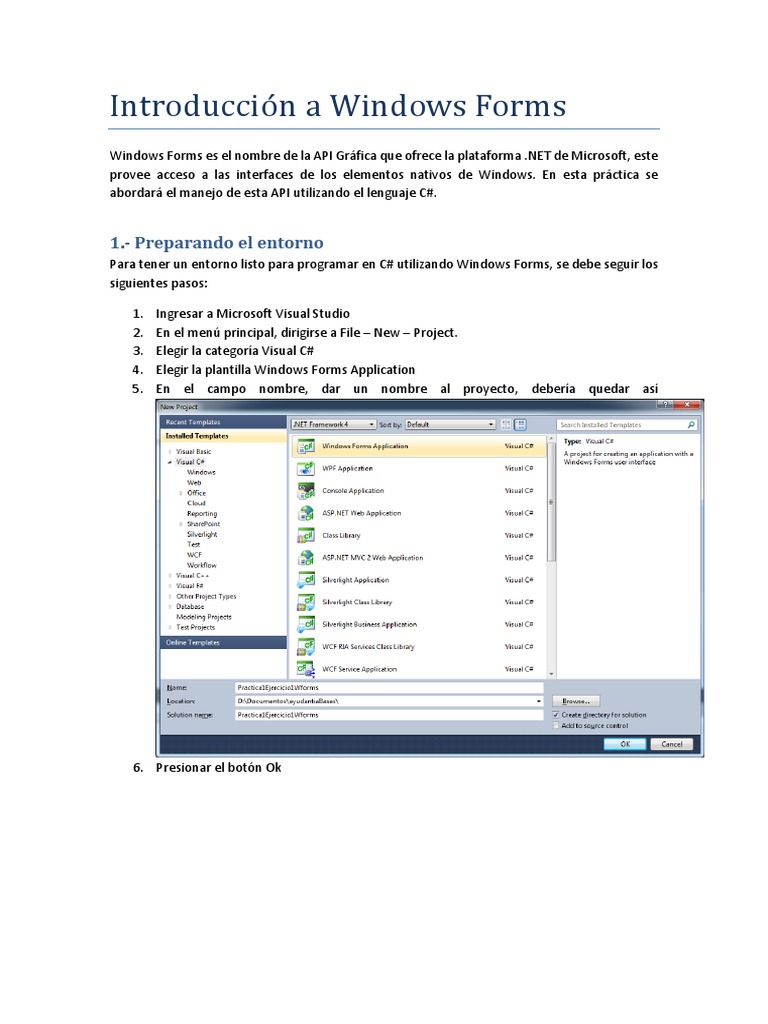 Introduccion A Windows Forms | PDF | C Sharp (lenguaje de programación ...