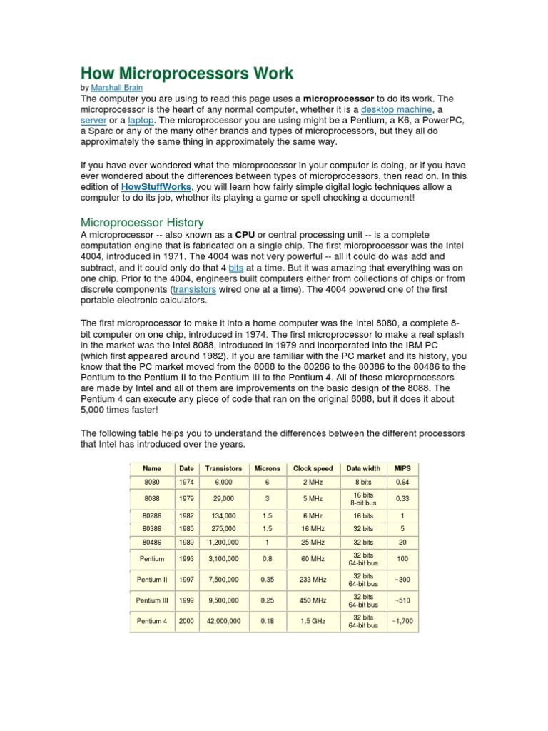 How Microprocessors Work | PDF | Central Processing Unit | Random Access Memory