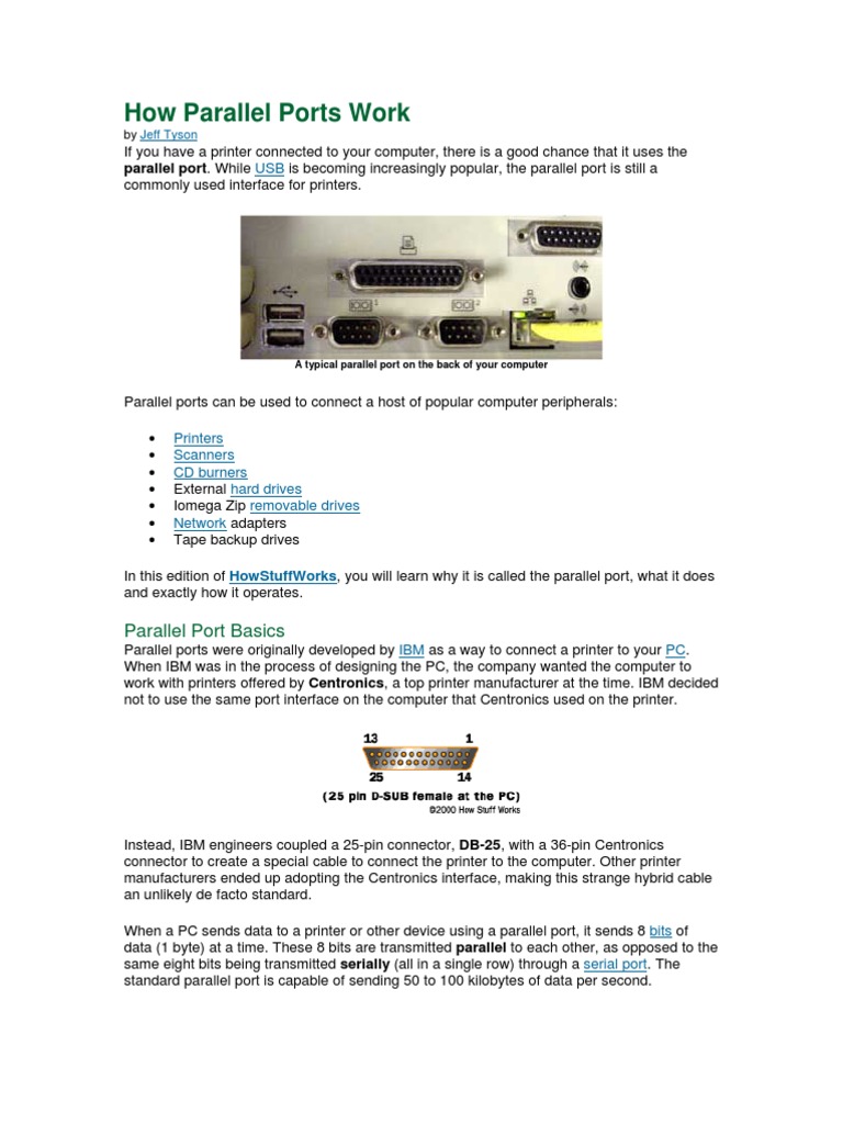 How Parallel Ports Work | PDF | Electrical Engineering | Manufactured Goods