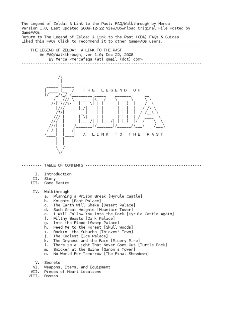 The Legend of Zelda - A Link To The Past | PDF | The Legend Of Zelda ...