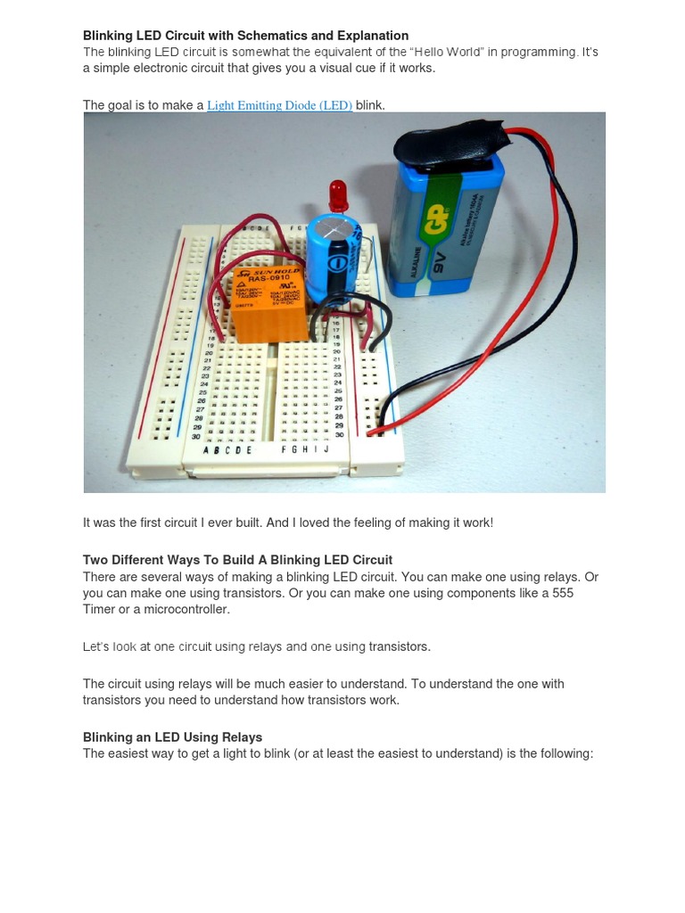 Blinking LED Circuit With Schematics and Explanation | PDF | Relay | Computer Engineering