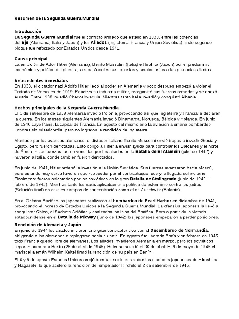 Resumen de La Segunda Guerra Mundial | PDF | Aliados de la Segunda ...