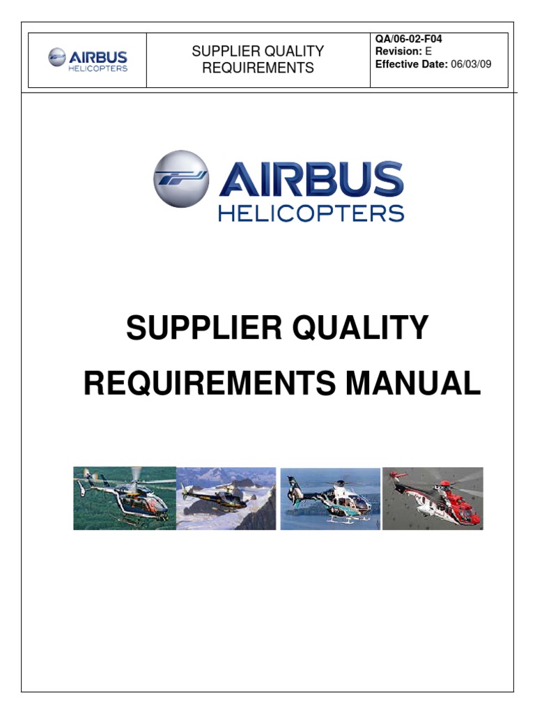 Establishing Quality Standards: Airbus Helicopters' Supplier Quality Requirements Manual | PDF ...