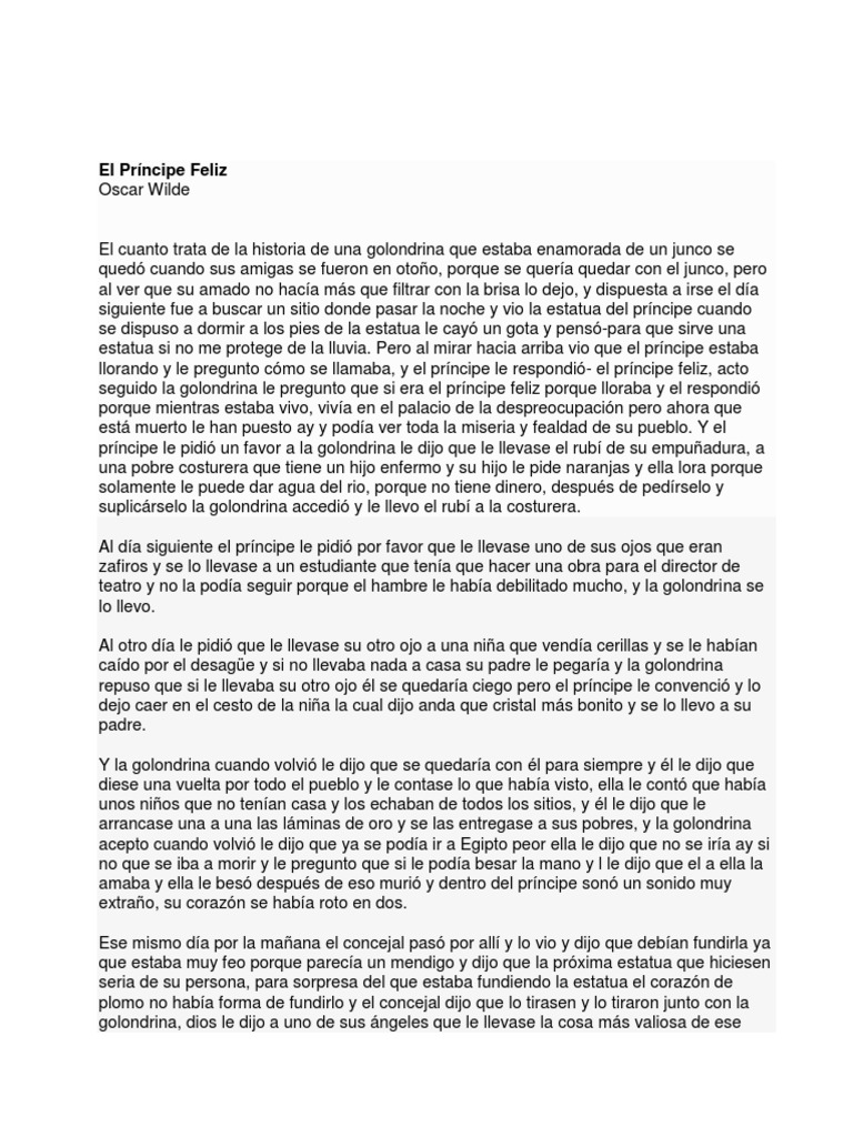 Cuento El Principe Feliz | PDF | Oscar Wilde