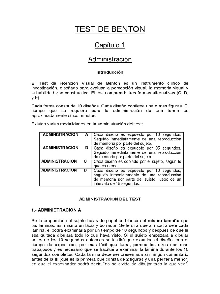 Manual Test de Benton | PDF | Rotación | Memoria