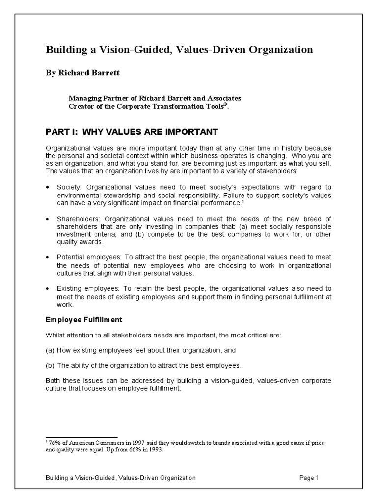 Building A Values Driven Organization | PDF | Leadership | Motivation
