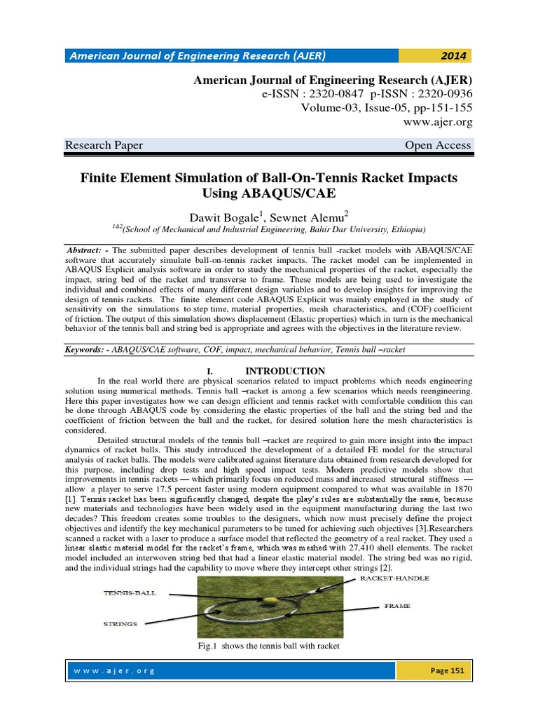 Finite Element Simulation of Ball-On-Tennis Racket Impacts Using Abaqus ...