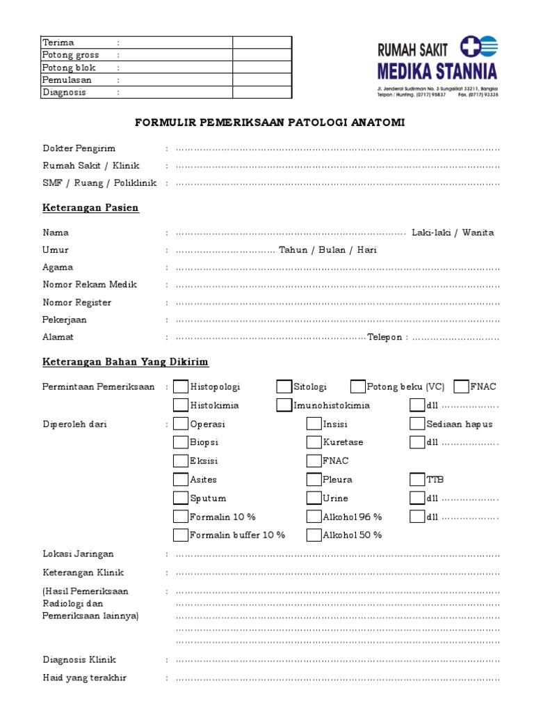 Form Pemeriksaan Patologi Anatomi | PDF