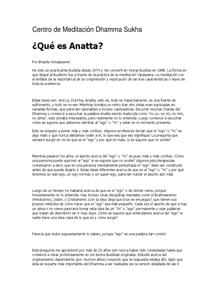 Que Es Anatta | PDF | Relaciones personales, crianza y desarrollo personal