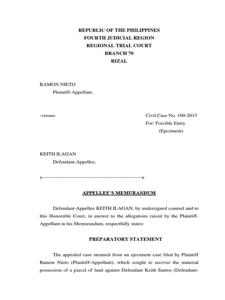 Appellee's Memorandum | PDF | Lawsuit | Complaint